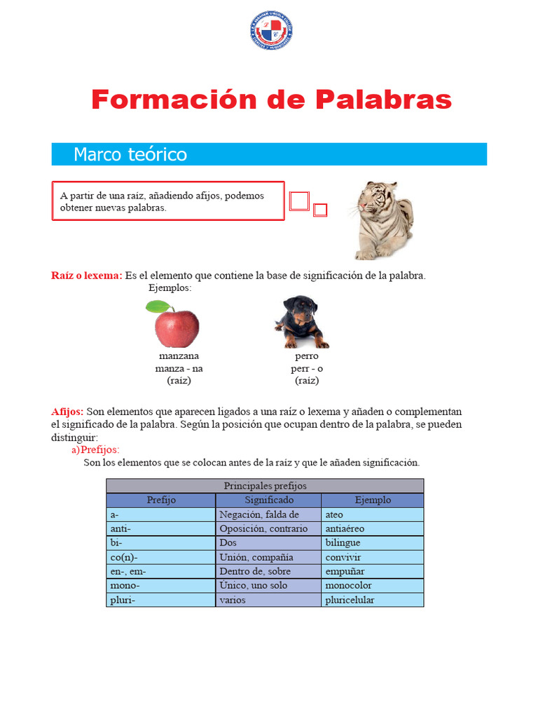 Formación de Palabras en Español | PDF | Unidades Semánticas ...