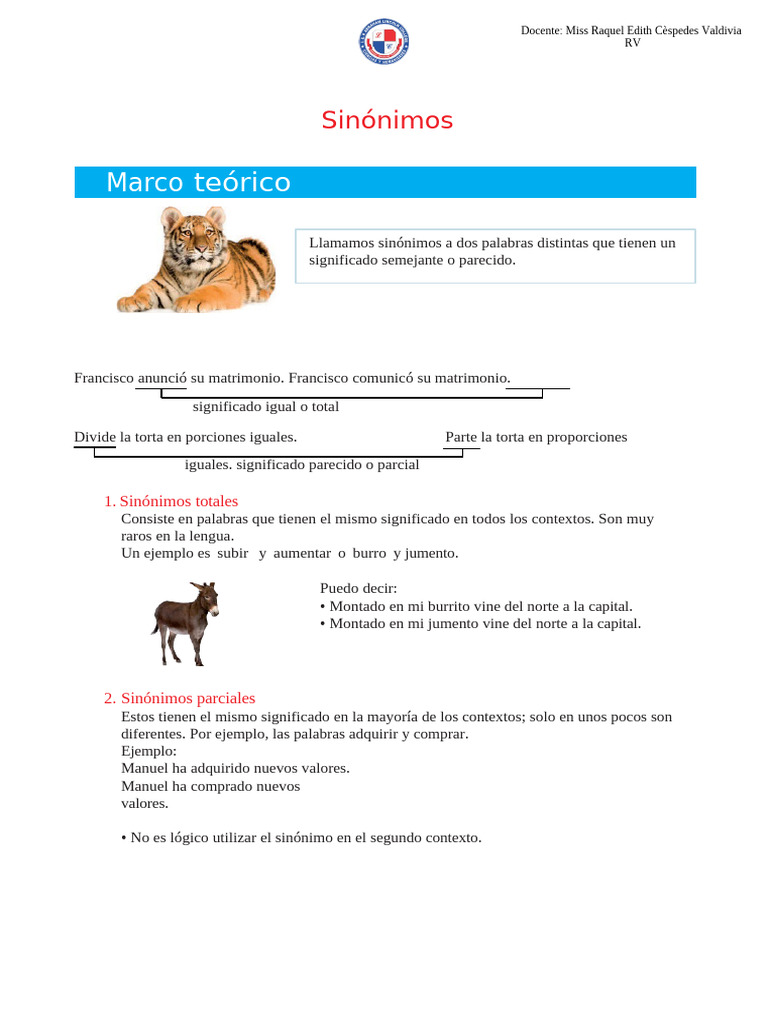 Sinónimos: Totales y Parciales | PDF | Lingüística | Semántica