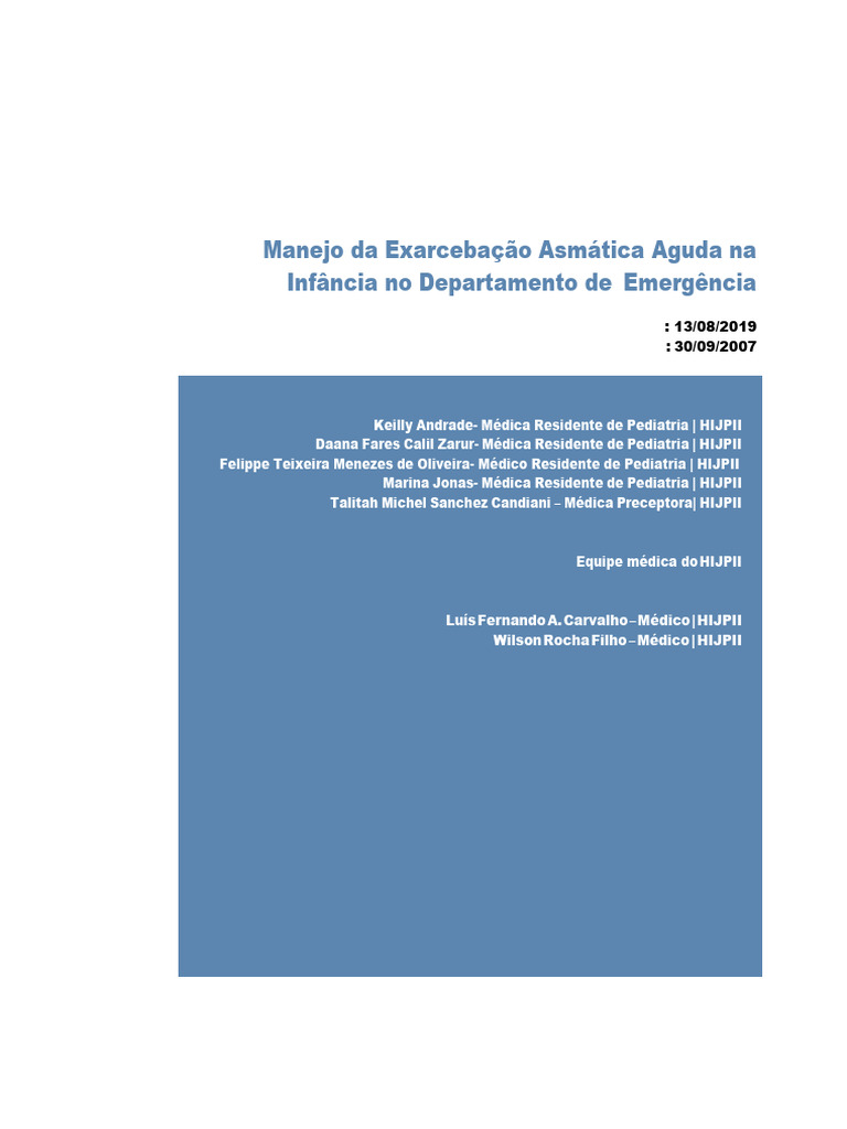 Manejo da Asma Aguda Infantil em Emergência | PDF