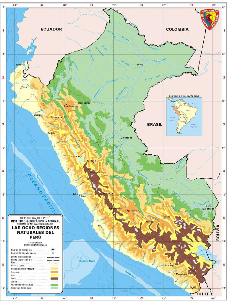 Mapa de Las 8 Regiones Naturales Del Peru - wgs84 | PDF