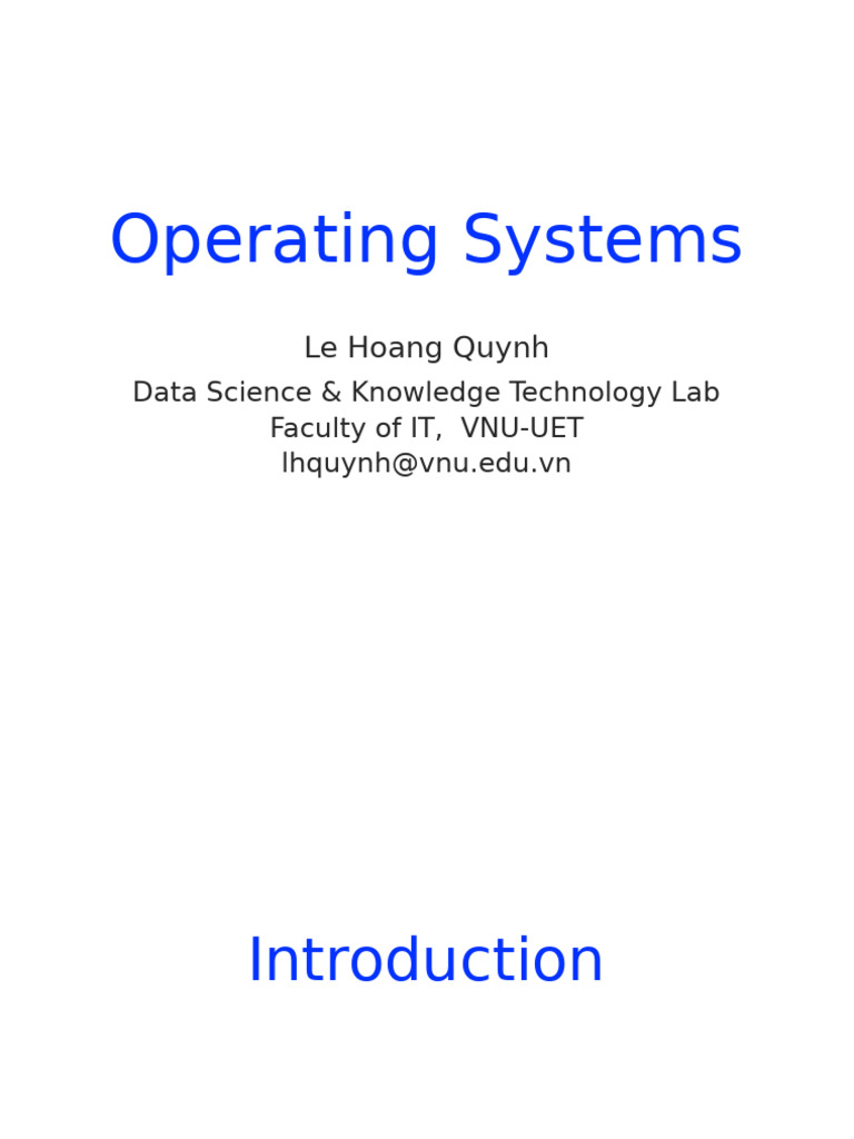 Lecture 01 Introduction | PDF | Operating System | Kernel (Operating System)