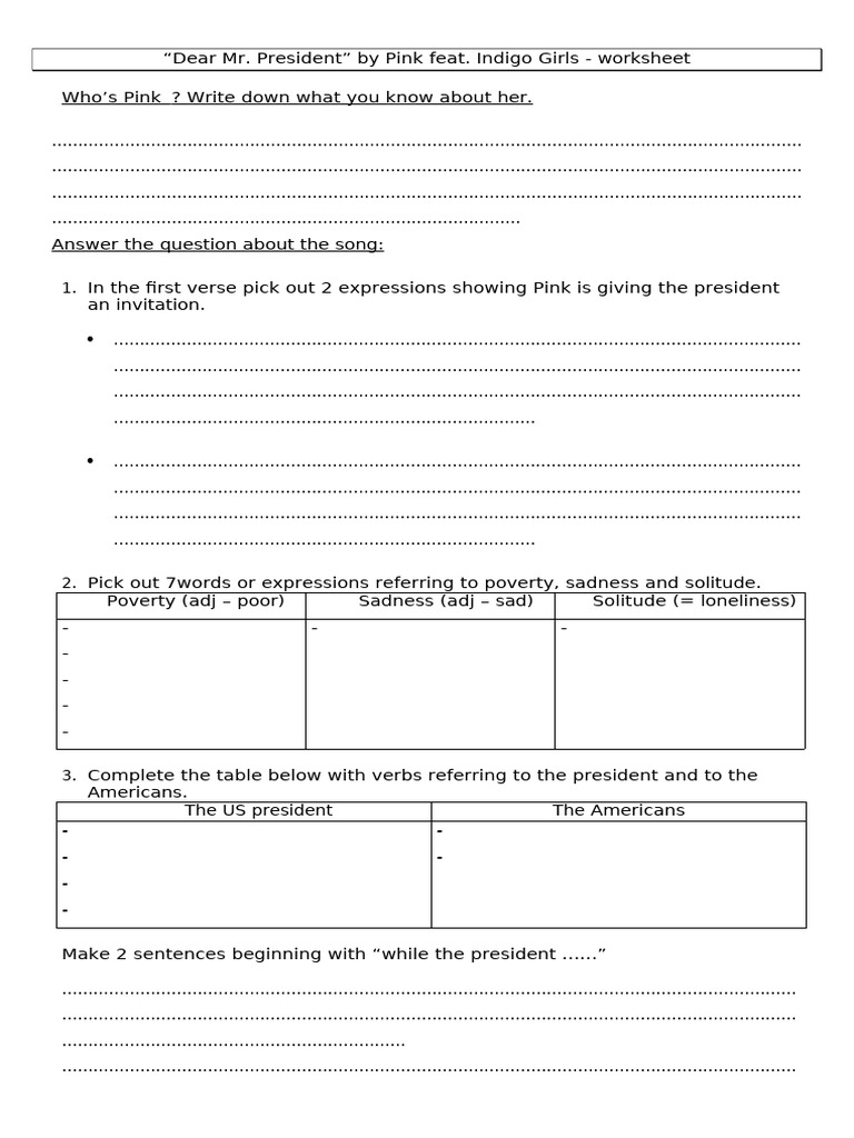 Analyzing "Dear Mr. President" | PDF | Linguistics