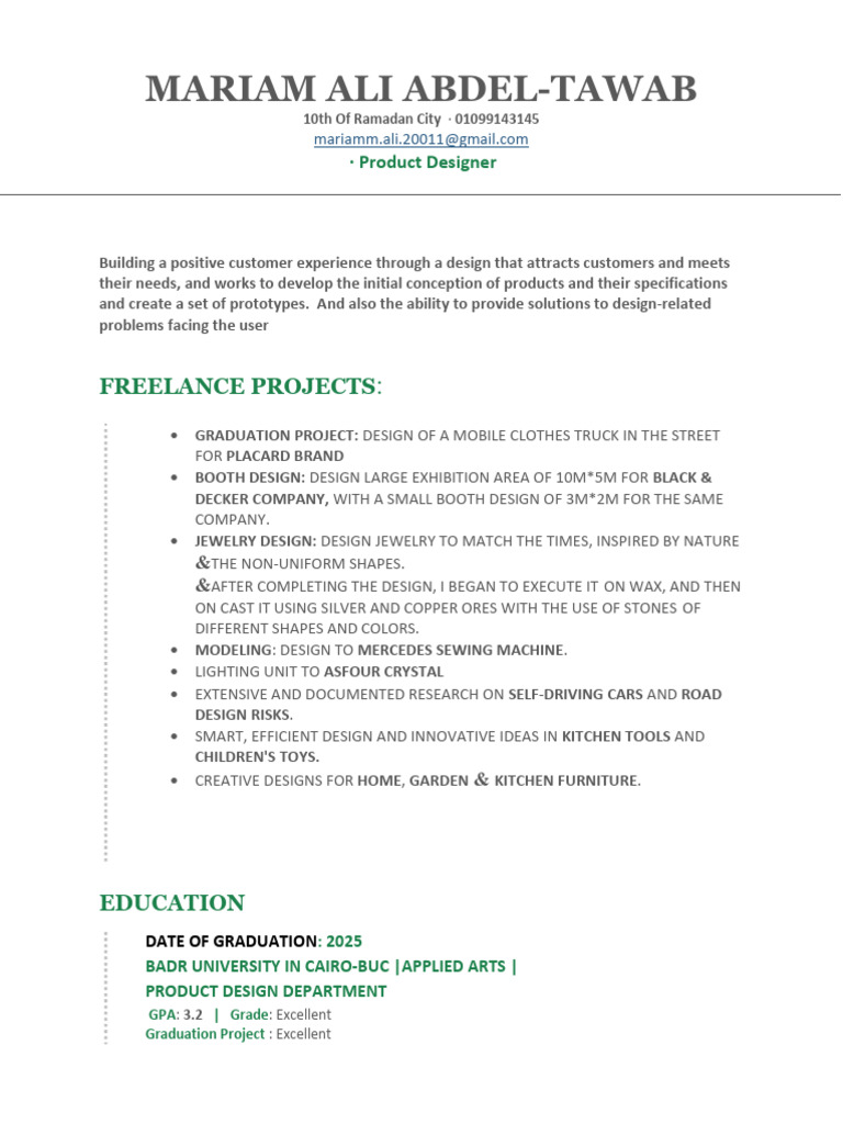 Mariam Ali (CV) | PDF | Design