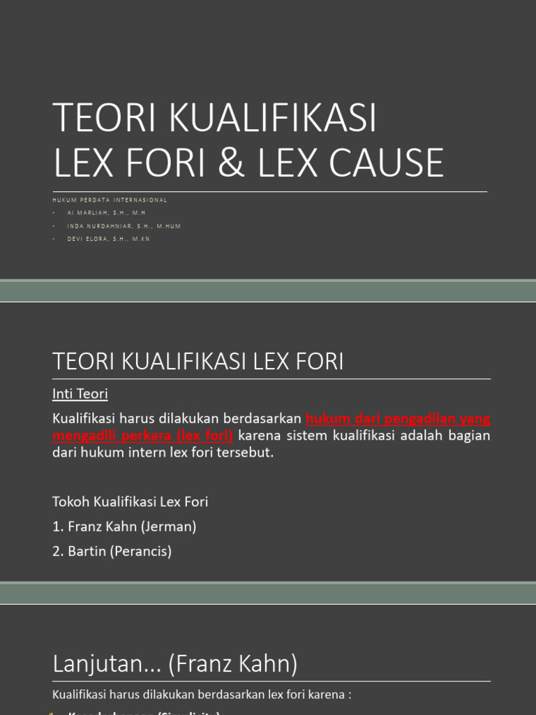 Teori Kualifikasi Lex Fori dan Lex Cause | PDF