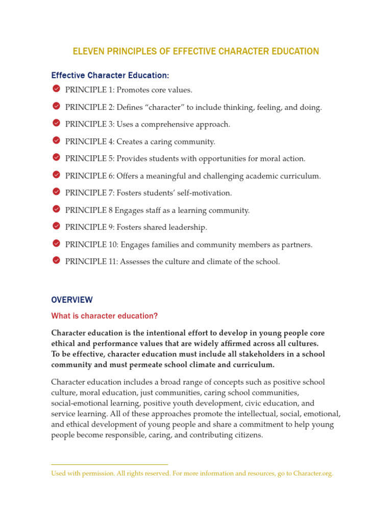 Principles of Effective Character Education | PDF | Value (Ethics ...