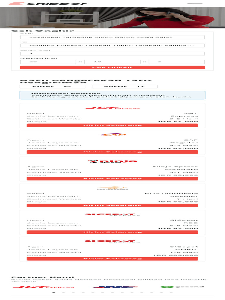 Cek Ongkir Semua Ekspedisi JNE, SiCepat, J&T, TIKI - Shipper | PDF