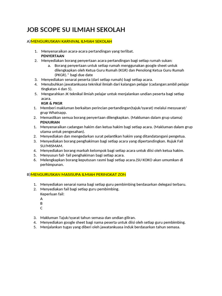 Job Scope Su Ilmiah | PDF