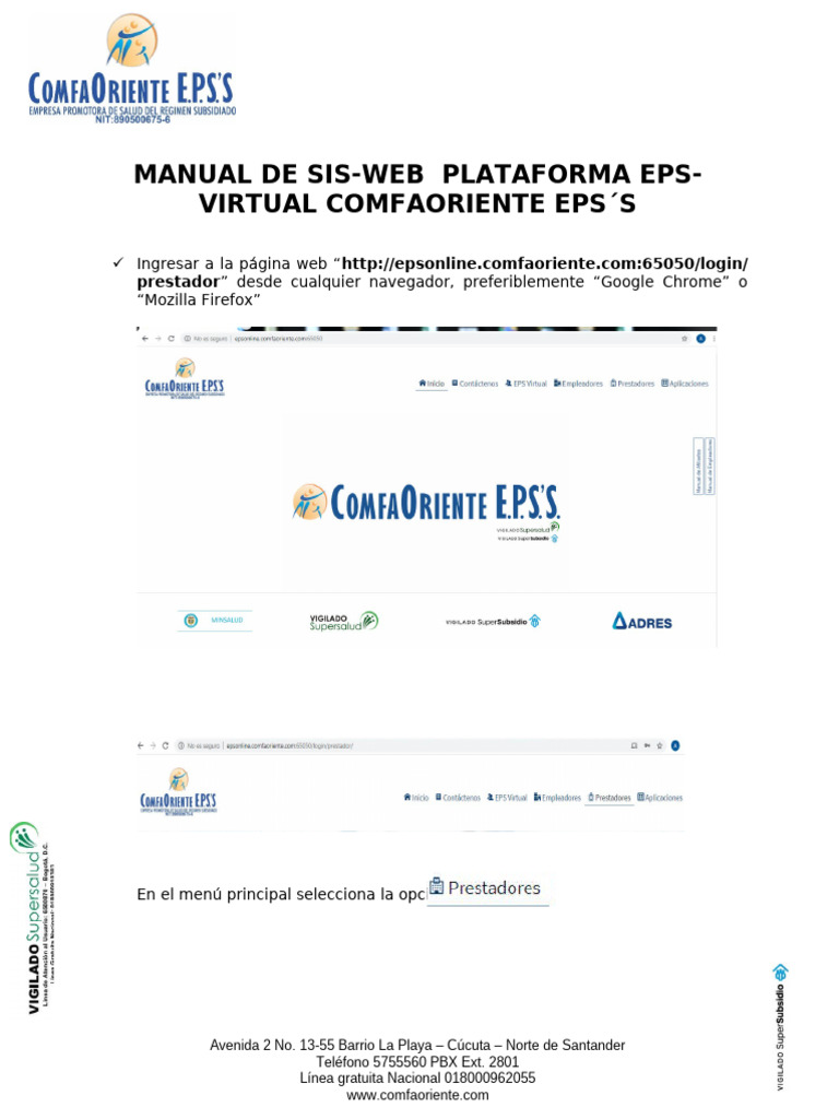 Manual P Rest Adores Eps Virtual Sis Web | PDF | Archivo de computadora ...