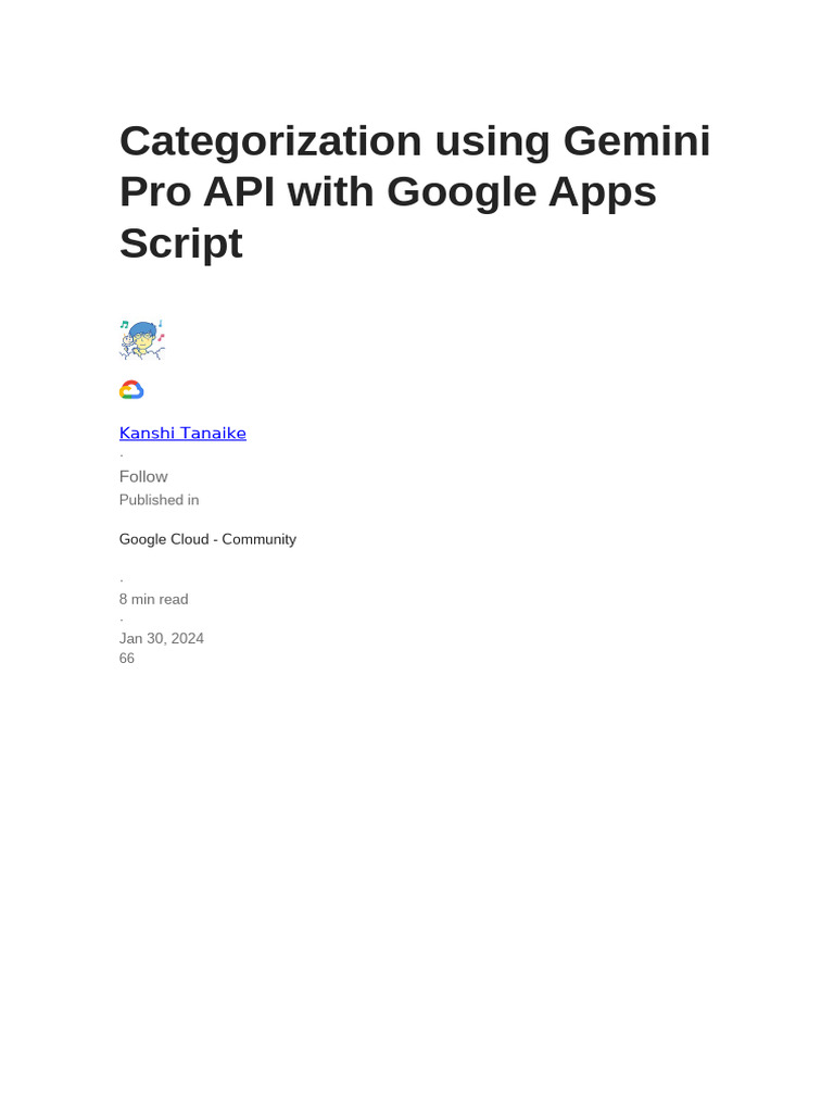 Categorization using Gemini Pro API with Google Apps Script | PDF | Computing