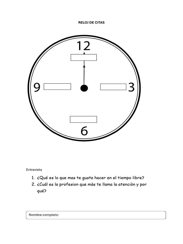 Reloj de Citas: Entrevista y Actividades | PDF