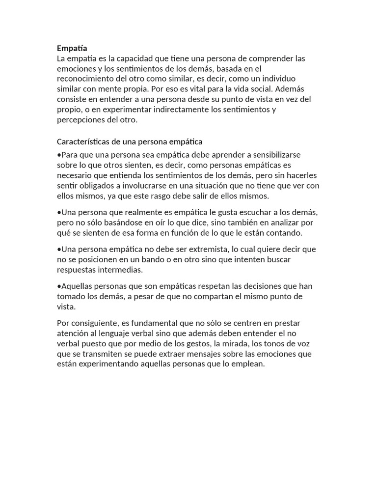 Importancia de la empatía y colaboración | PDF | Empatía | Conceptos ...