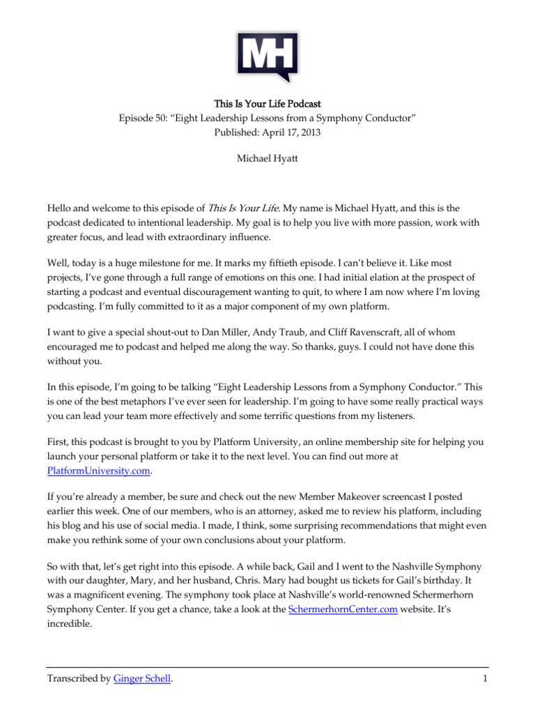 050 8 Leadership Lessons From A Symphony Conductor | PDF | Nonverbal ...