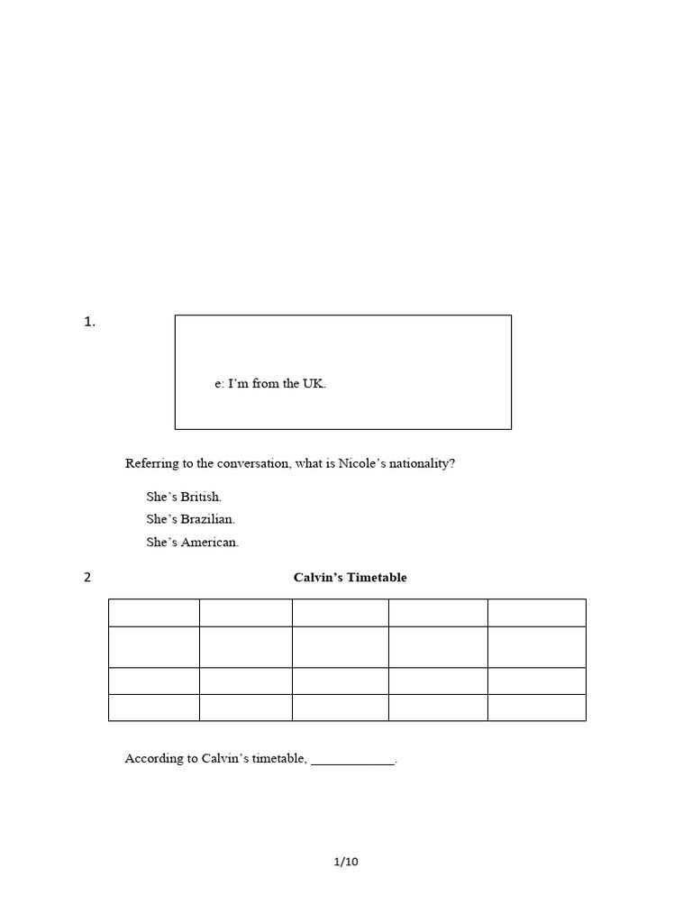 Year 4 English Mid-Term Assessment 2025 | PDF