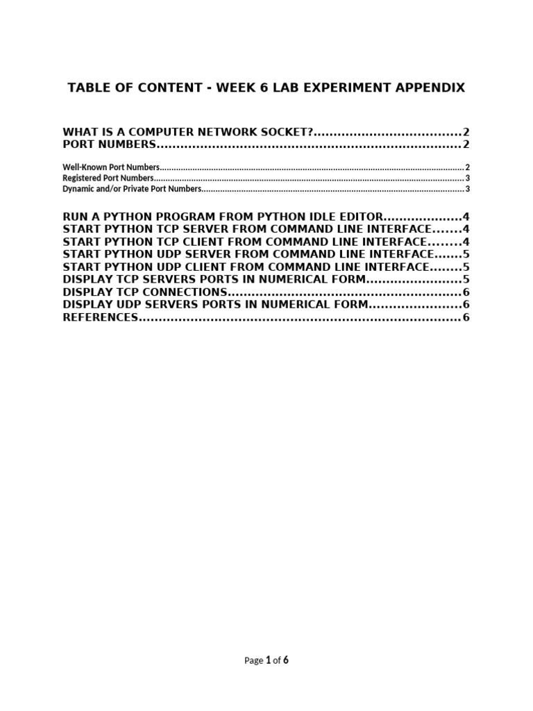 Week6 - Appendix | PDF | Port (Computer Networking) | Network Socket