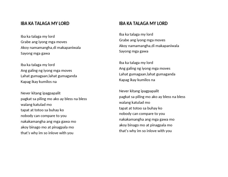 Iba Ka Talaga My Lord Lyrics | PDF