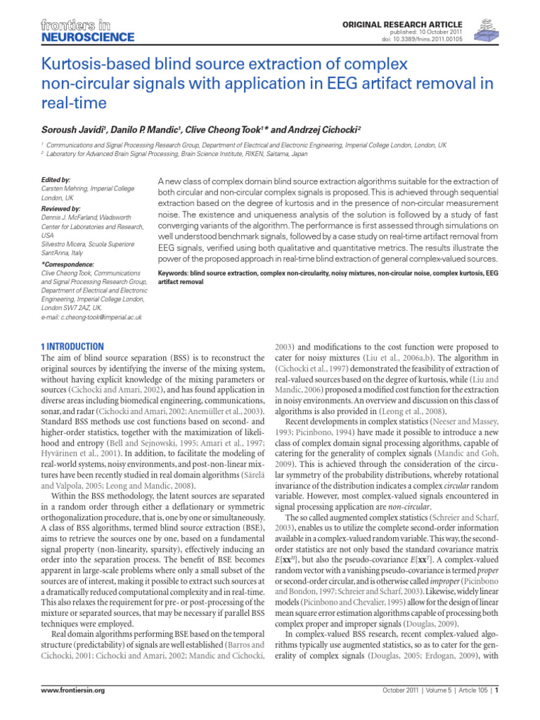 Kurtosis-Based Blind Source Extraction of Complex Non-Circular Signals ...