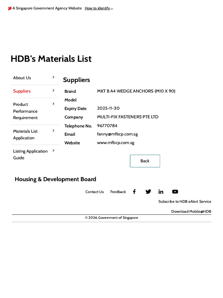 HDB - Materials List - MKT | PDF