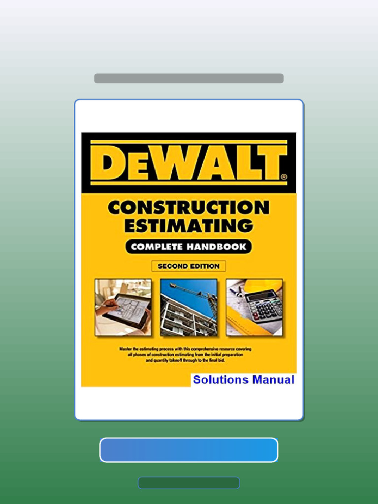 DEWALT Construction Estimating Complete Handbook Excel Estimating ...