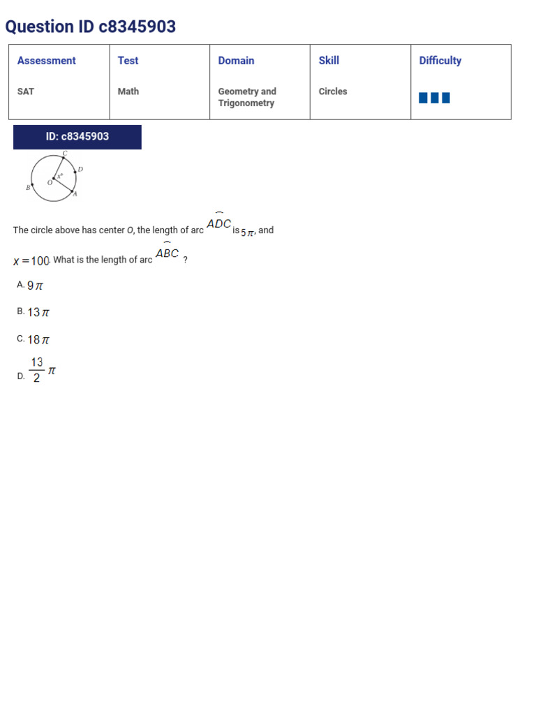 SAT Circle Geometry Questions | PDF | Circle | Trigonometry
