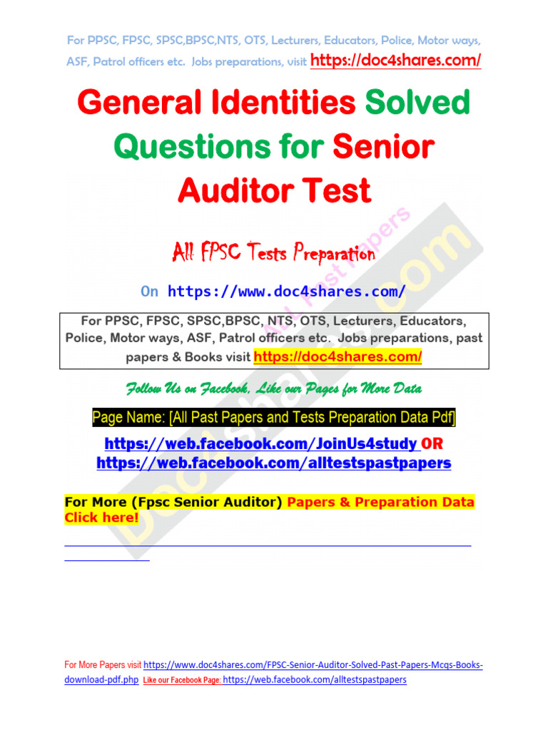 Senior Auditor Test Prep Resources | PDF | Legal Action | Law Enforcement
