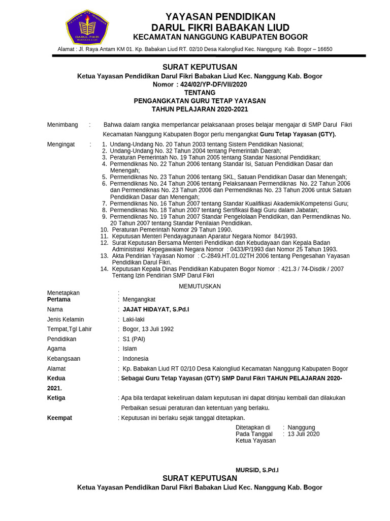 SK Yayasan-Guru Darul Fikri 2020-2021-Gty | PDF