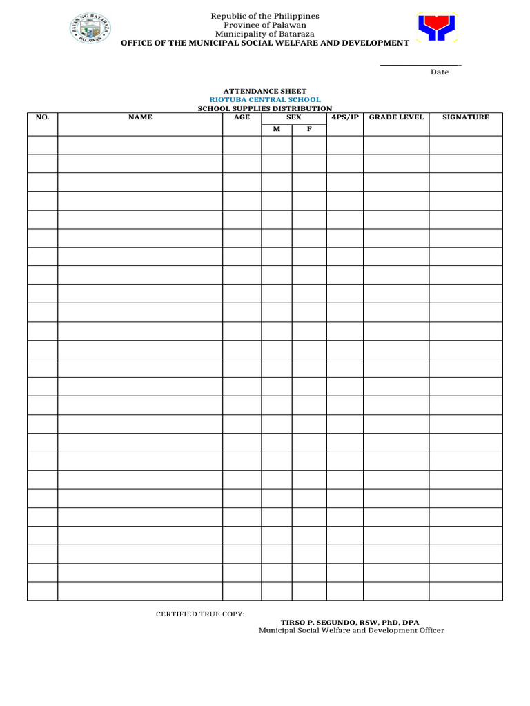Attendance School Supplies Distribution | PDF
