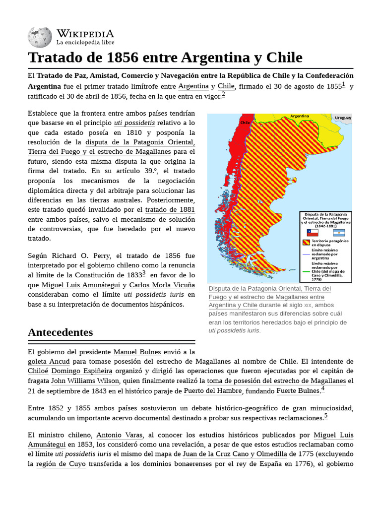 Tratado de 1856 Entre Argentina y Chile | PDF | América del Sur | Chile