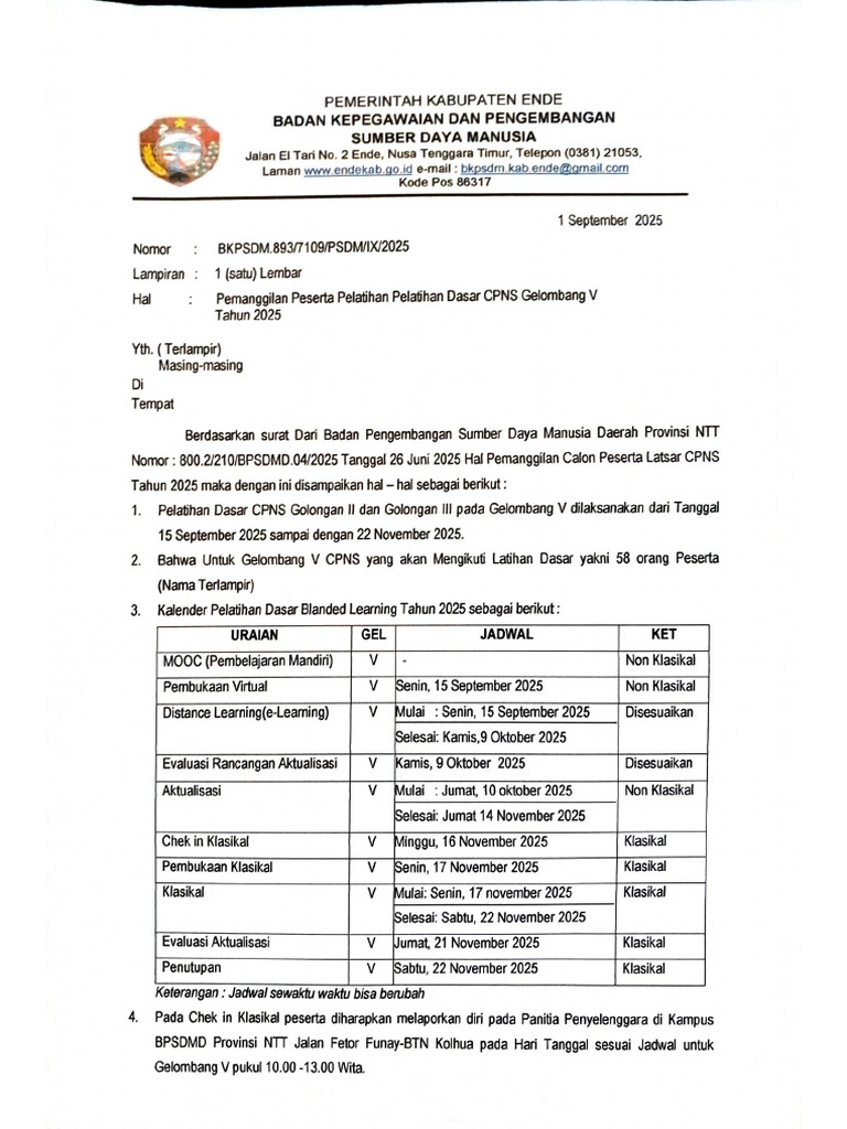 Pemanggilan Latsar Gel. V | PDF