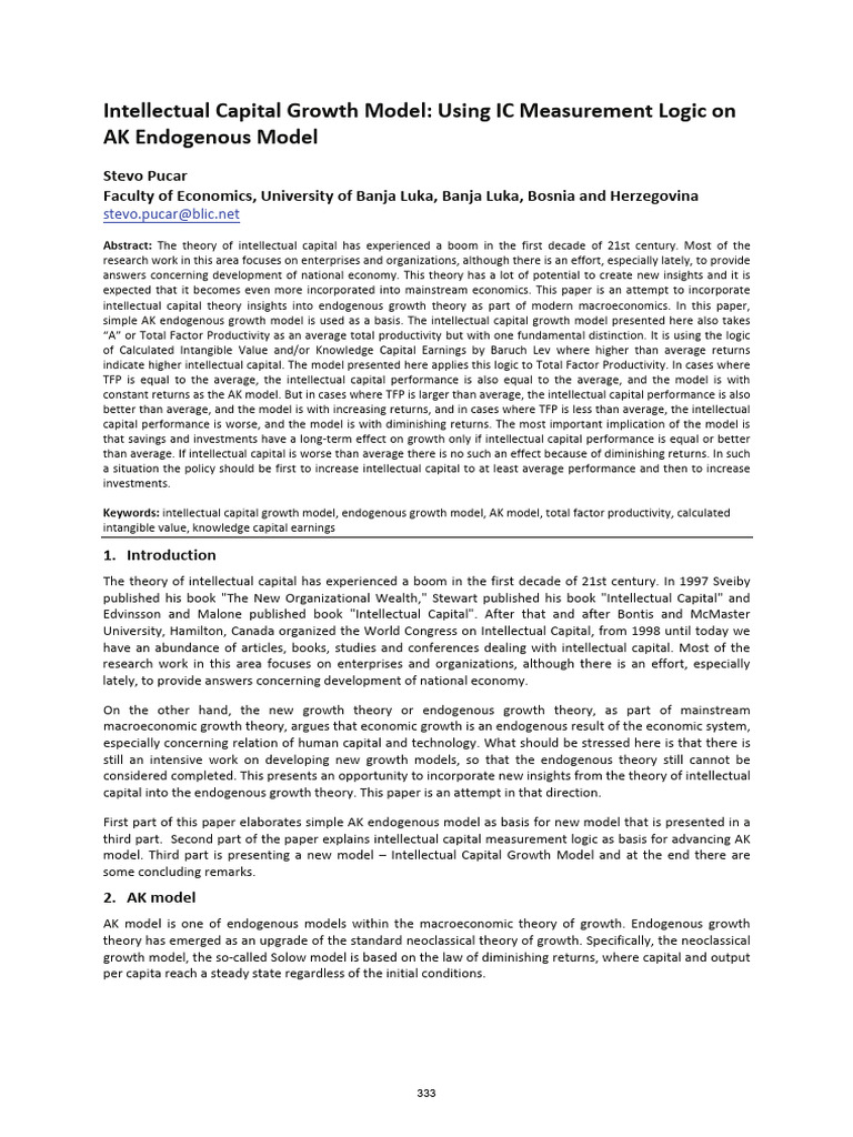 Intellectual Capital Growth Model. Using IC Measurement Logic On AK ...