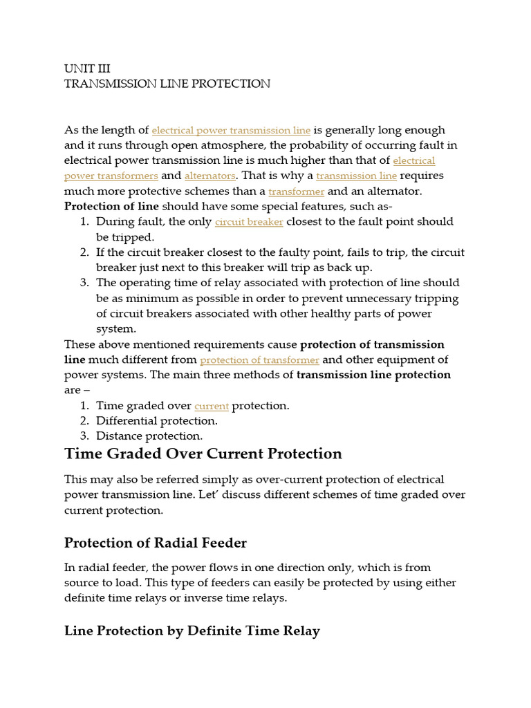 Transmission Line Protection Methods | PDF | Transformer | Relay