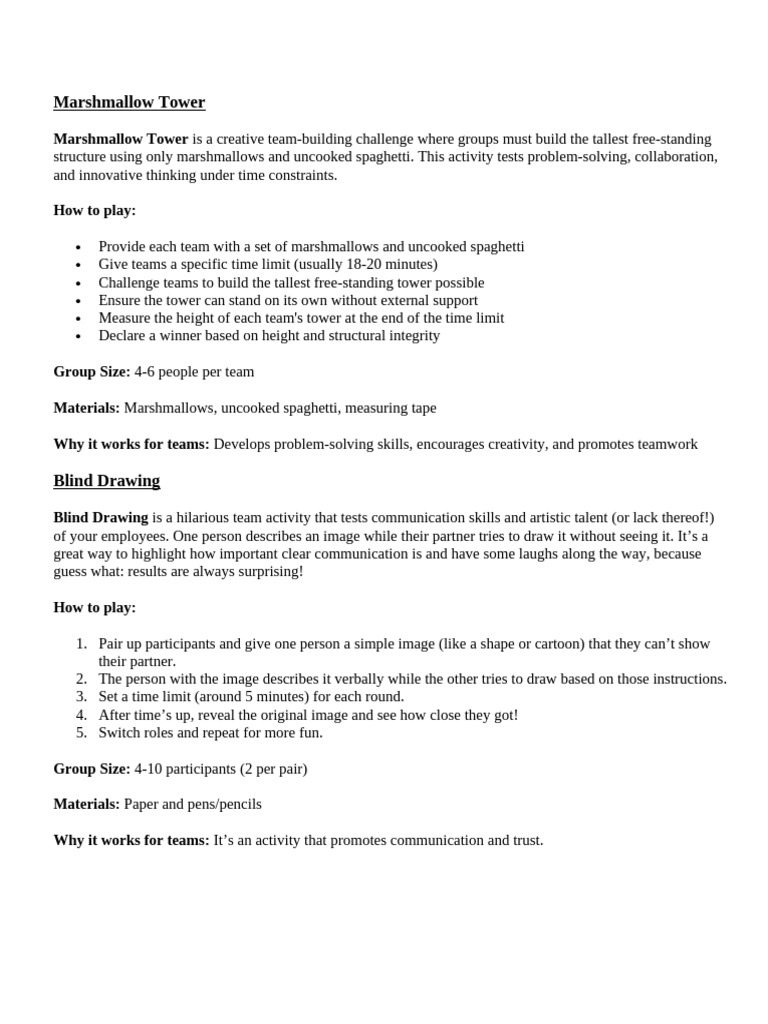 Team Building Activities | PDF