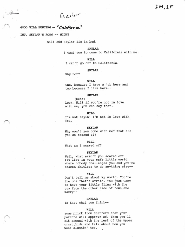 Good Will Hunting - California - (Skylar+Will) | PDF