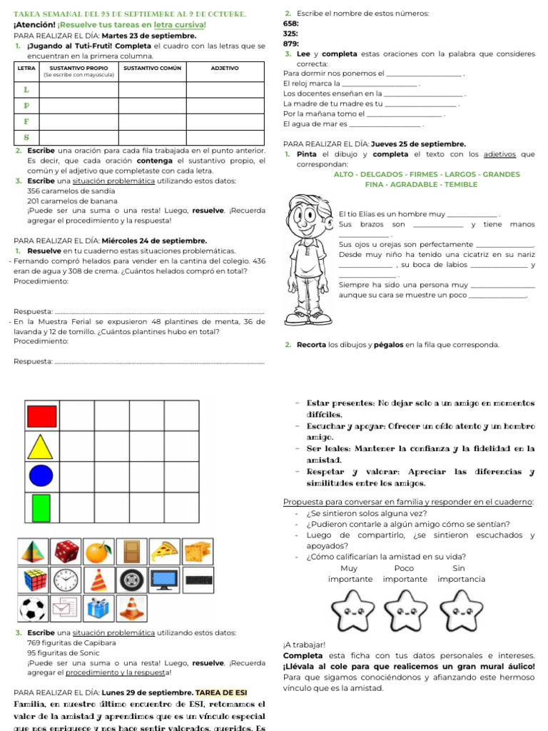 Tarea Semanal Del 23 de Septiembre Al 2 de Octubre | PDF
