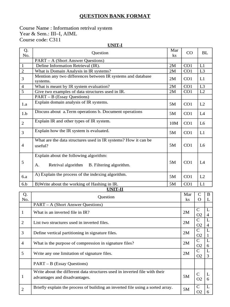 Information Retrieval System Question Bank | PDF | Information ...