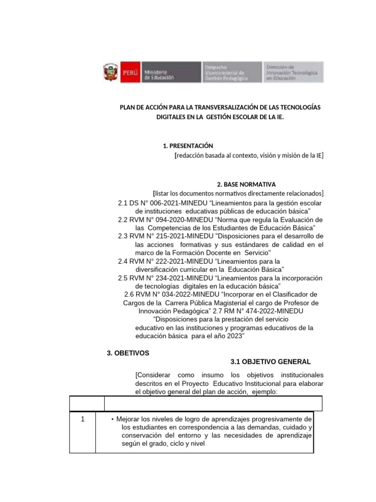 Plan De Acción Tec Digitalepip Pdf Educación Primaria Maestros