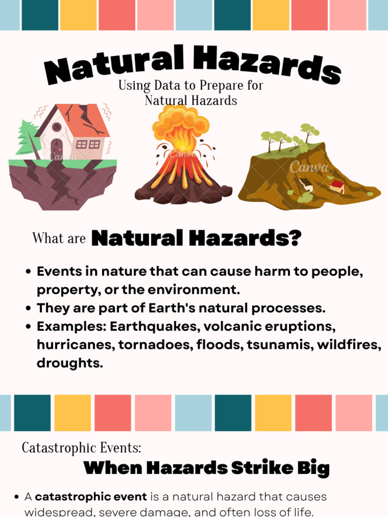 Natural Hazards Using Data To Prepare Science Presentation in Colorful ...