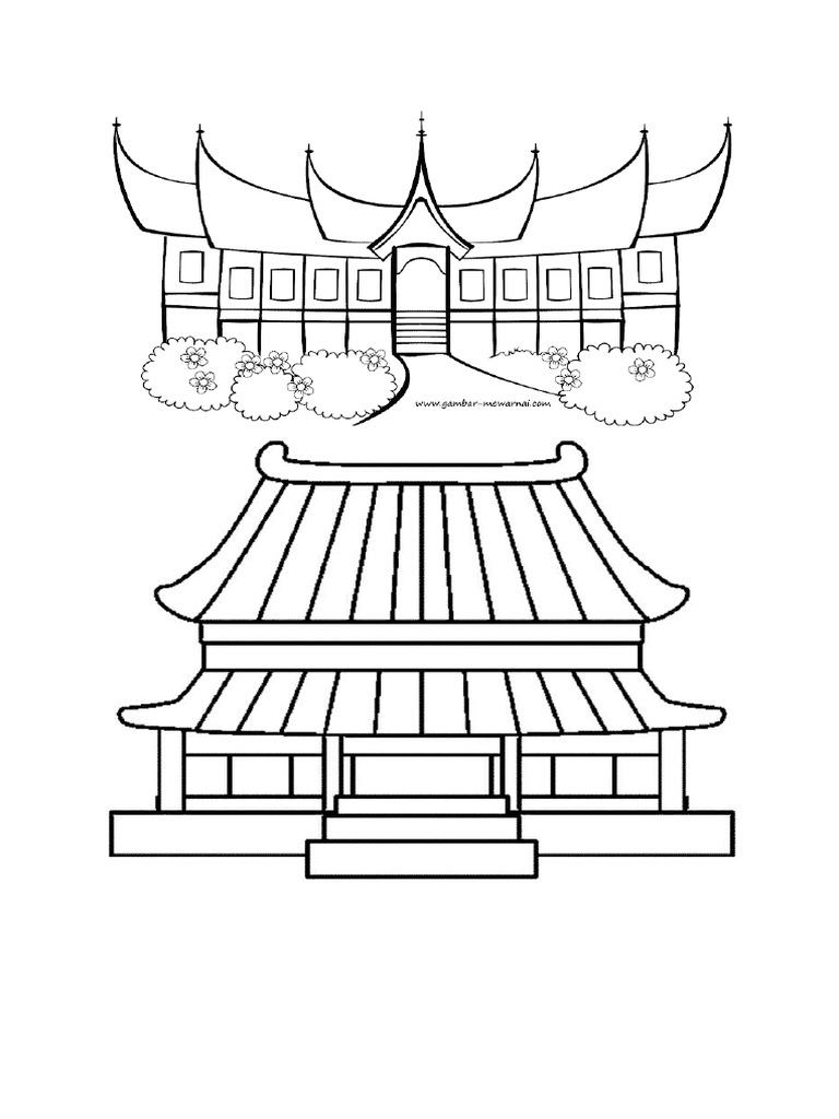 Sketsa Rumah Adat Dan Buah | PDF