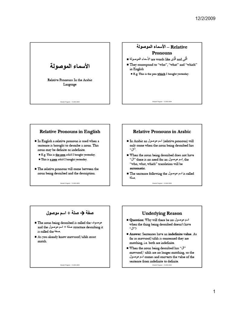 8.2 Ism Mawsool Handout | PDF | Pronoun | English Language