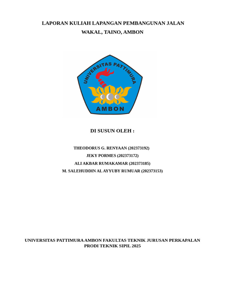 Laporan Kuliah Lapangan Pembangunan Jalan Ambon | PDF