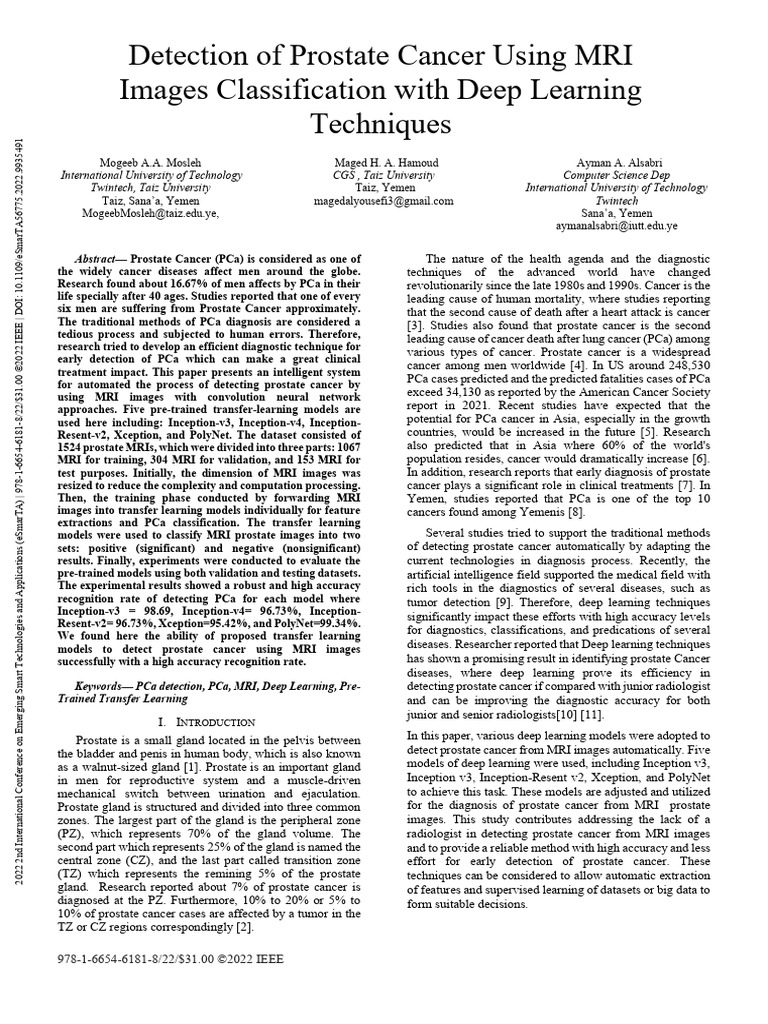 Prostate Cancer Detection via MRI Deep Learning | PDF | Deep Learning ...