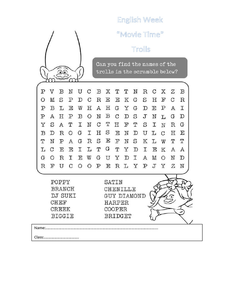 Trolls Word Search | PDF