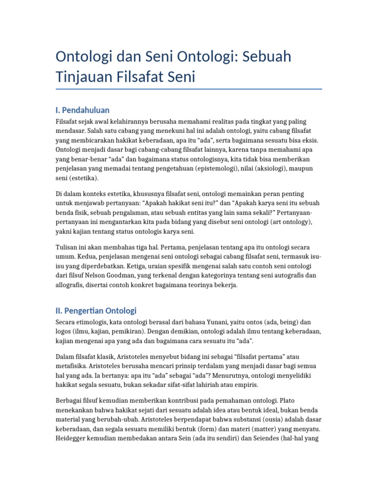 Ontologi Seni: Teori Goodman dan Karya | PDF