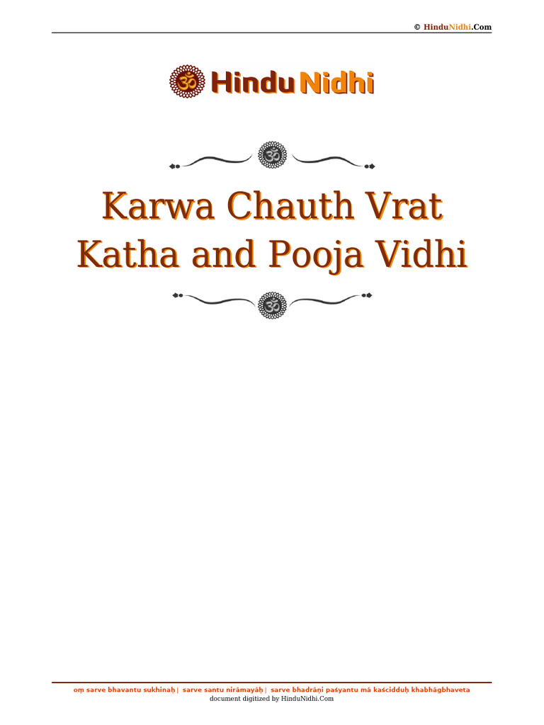 Karwa Chauth Vrat Katha Puja Vidhi 534 | PDF | Hindu Worship