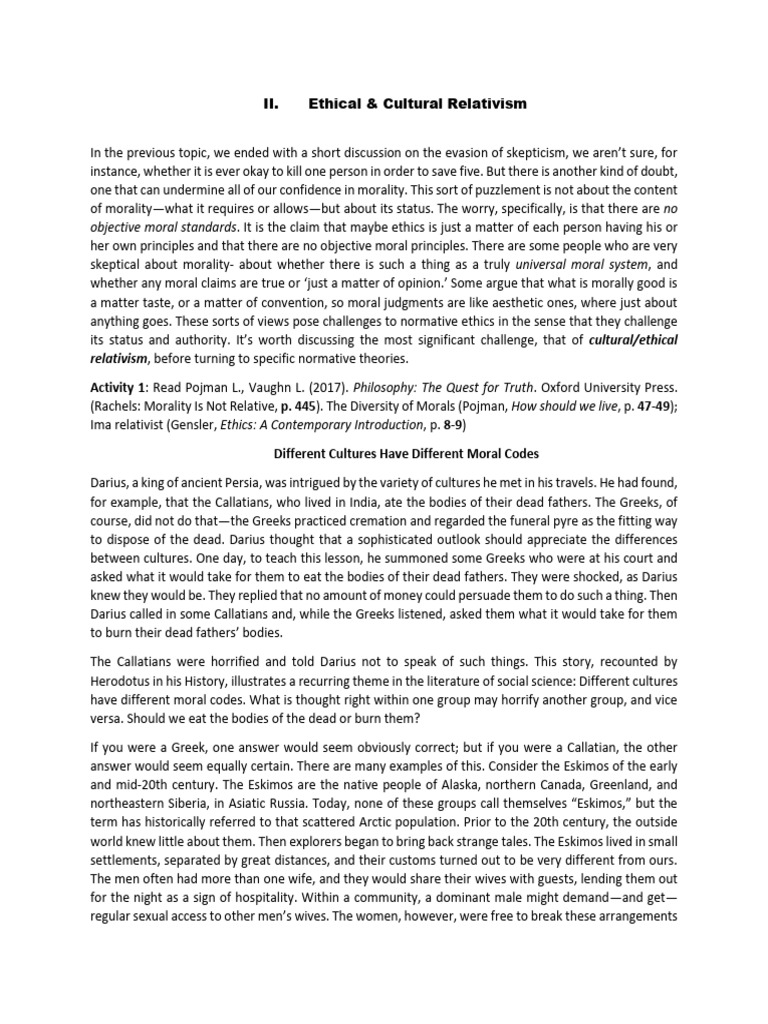 (NOTES) Chapter 2 Cultural Relativism | PDF | Relativism | Morality