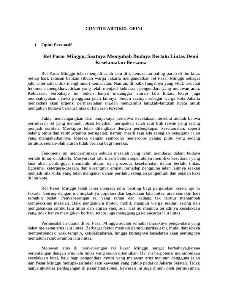 Contoh Artikel Opini | PDF