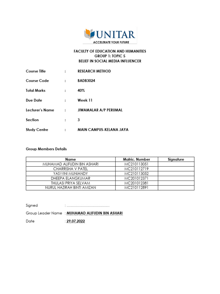 Badb3024 Research Method Final Report Group 1 Topic 5 | PDF ...