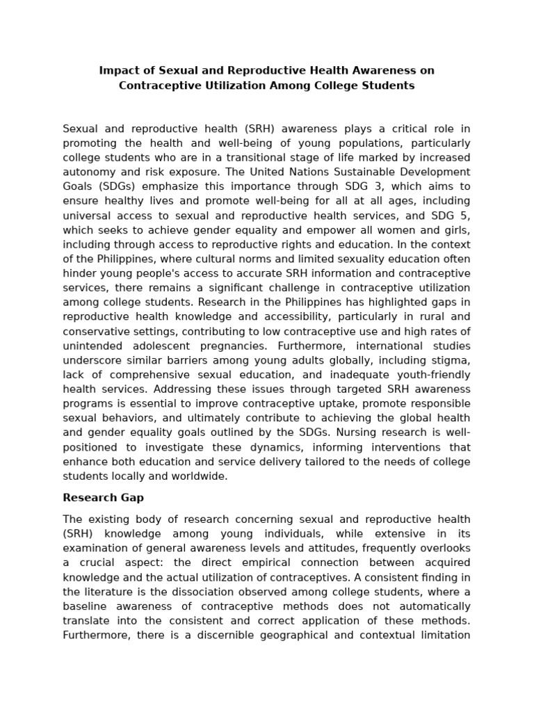 Impact of Sexual and Reproductive Health Awareness On Contraceptive ...
