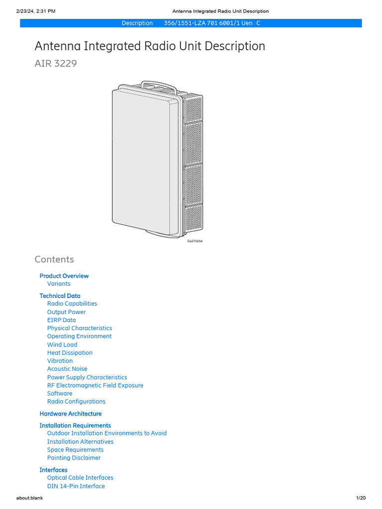 AIR 3229 Antenna Unit Overview | PDF | Power Supply | Antenna (Radio)
