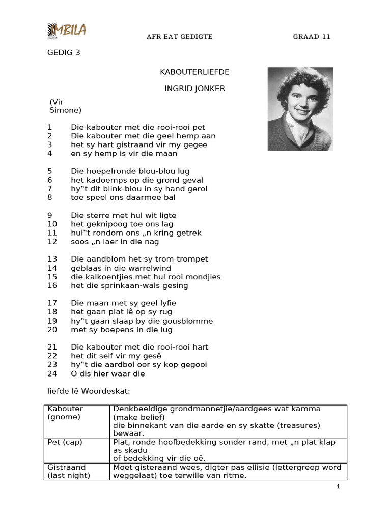 GR 11 Gedig 3 Kabouterliefde Vrae en Antwoorde | PDF