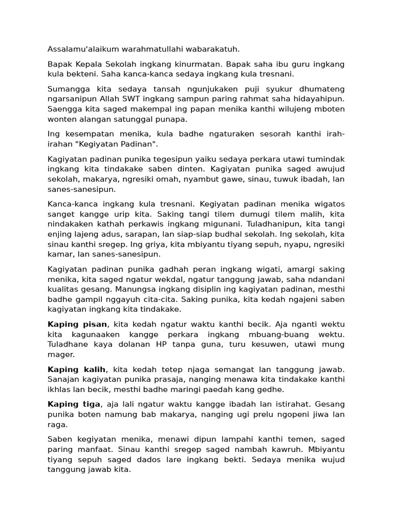 Sesorah Kegiatan Padinan | PDF